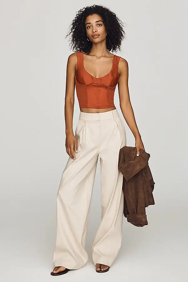 LYREBIRD Satin Corset Top - Cinnamon