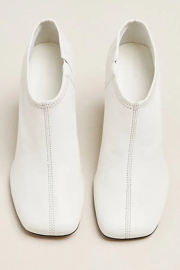 Maeve Square-toe Leather Booties - White