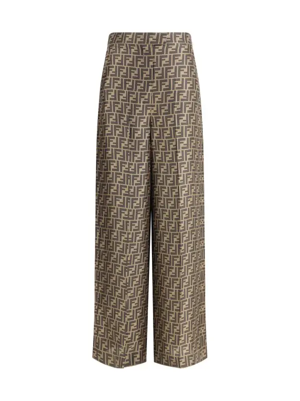 Fendi Monogram Silk Palazzo Pants