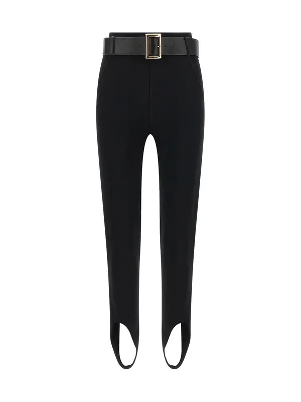 SELF-PORTRAIT Stretch Jersey Leggings With Belt