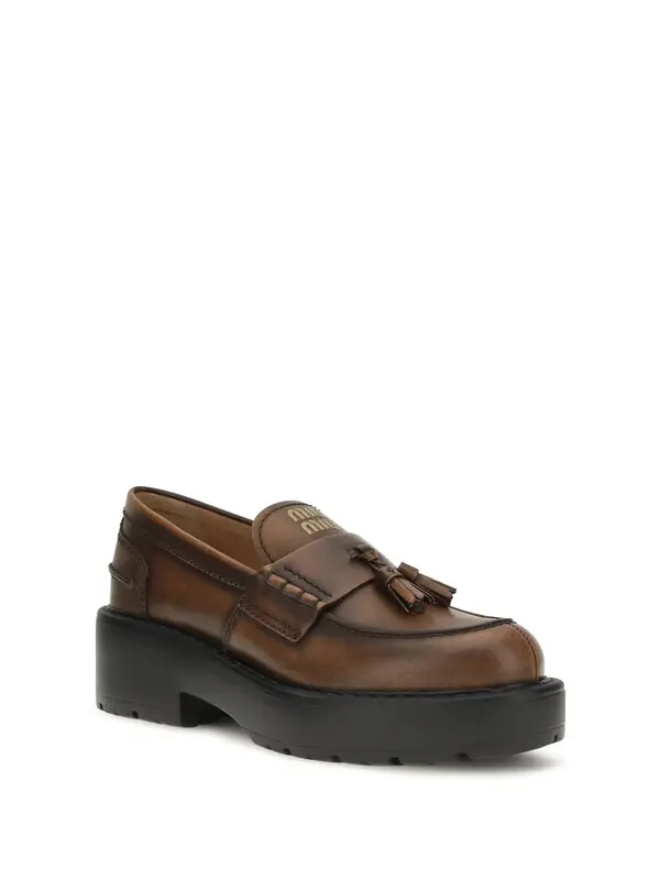 Miu Miu Smooth Leather Tassel Loafers