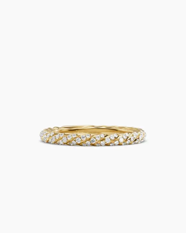 David Yurman Petite Pavé Band Ring In 18k Yellow Gold With Diamonds - Diamond