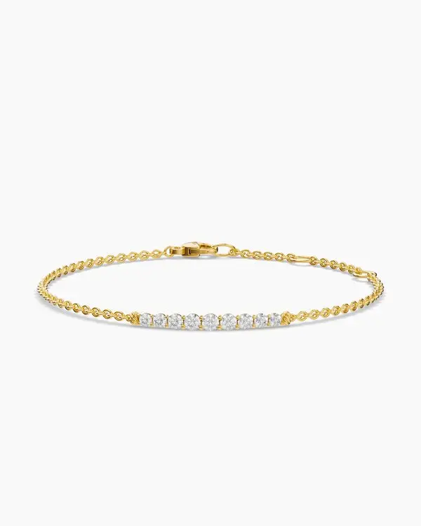 David Yurman Petite Pavé Tapered Bar Chain Bracelet In 18k Yellow Gold With Diamonds - Diamond