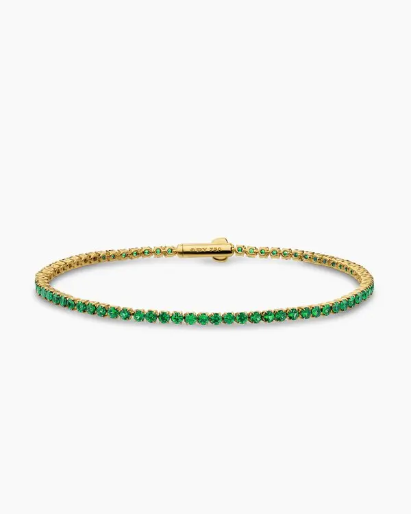 David Yurman Mini Tennis Bracelet In 18k Yellow Gold With Blue Sapphires - Tsavorite
