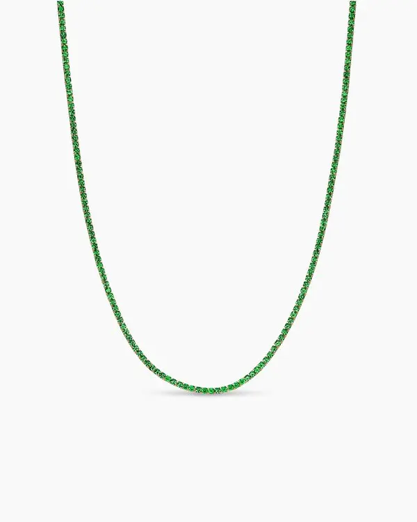 David Yurman Mini Tennis Necklace In 18k Yellow Gold With Pink Sapphires - Tsavorite