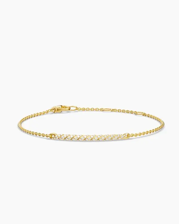 David Yurman Sculpted Cable Bar Chain Bracelet In 18k Yellow Gold With Diamonds - Diamond
