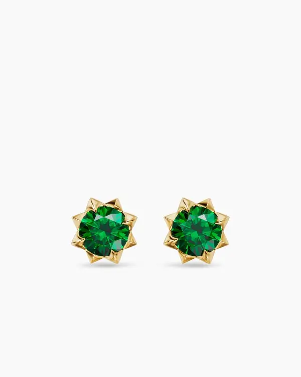 David Yurman Petite Pavé Stud Earrings In 18k Yellow Gold With Pink Sapphires - Tsavorite