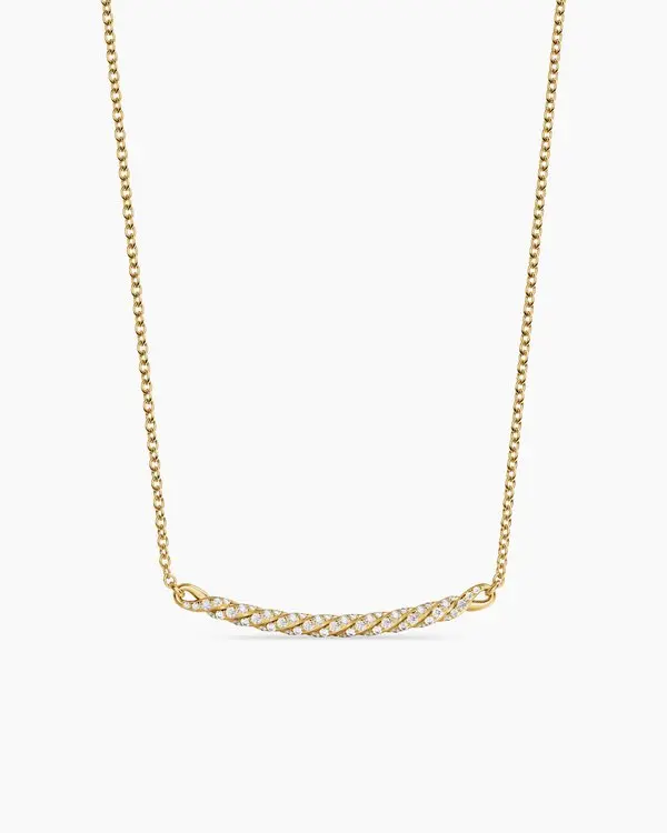 David Yurman Sculpted Cable Bar Necklace In Gold With Diamonds - Diamond