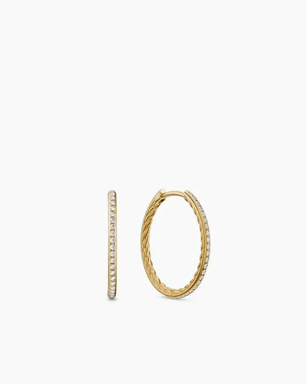 David Yurman Petite Pavé Hoop Earrings - Diamond