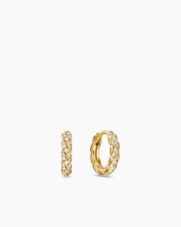David Yurman Petite Pavé Hoop Earrings In Gold With Diamonds - Diamond