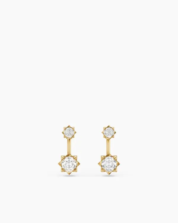 David Yurman Petite Pavé Drop Earrings In 18k Yellow Gold With Diamonds - Diamond