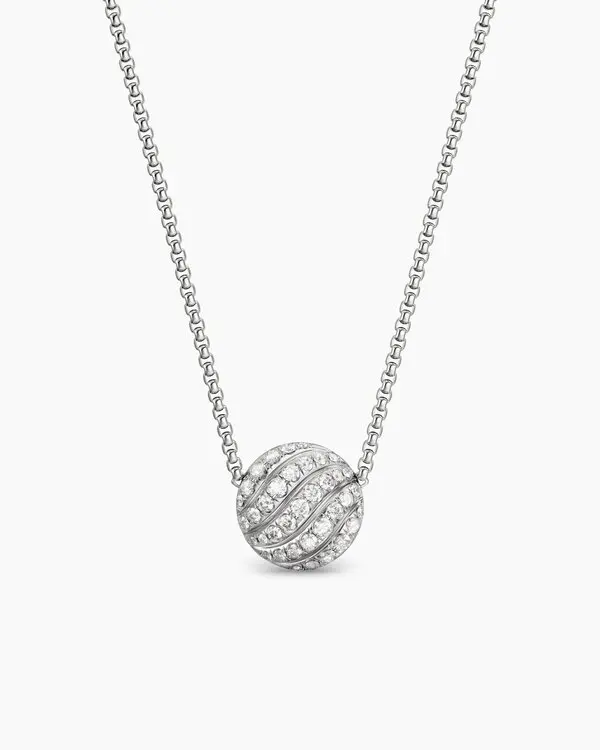 David Yurman Sculpted Cable Pendant Necklace In Sterling Silver With Diamonds - Diamond