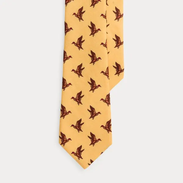 Ralph Lauren Duck-print Wool Challis Neck Tie - Yellow