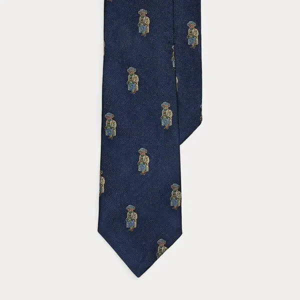 Ralph Lauren Polo Bear Silk Repp Tie