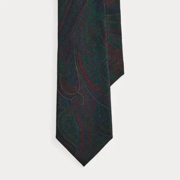 Ralph Lauren Graduate Paisley Wool Challis Tie - Green Multi
