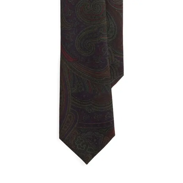 Ralph Lauren Graduate Paisley Wool Challis Tie - Purple Multi