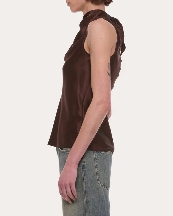 Helmut Lang Silk Tie-neck Sleeveless Top