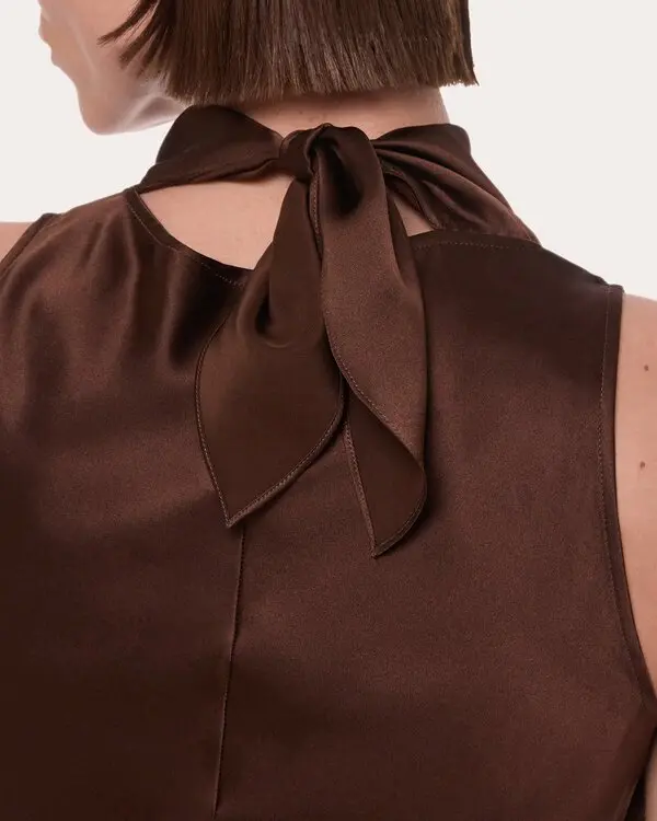 Helmut Lang Silk Tie-neck Sleeveless Top