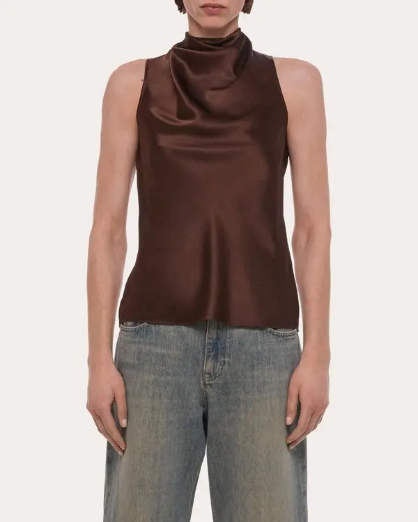 Helmut Lang Silk Tie-neck Sleeveless Top