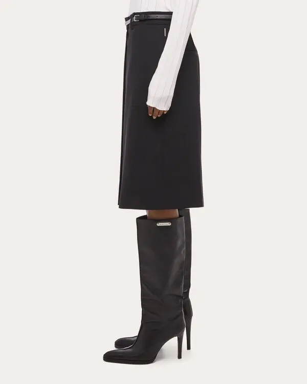 Helmut Lang Wool Gabardine Wardrobe Belted Skirt