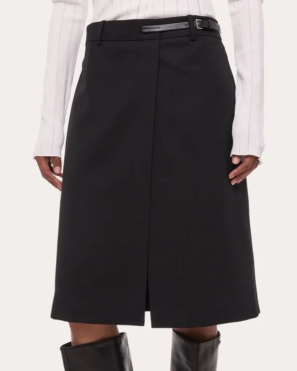 Helmut Lang Wool Gabardine Wardrobe Belted Skirt