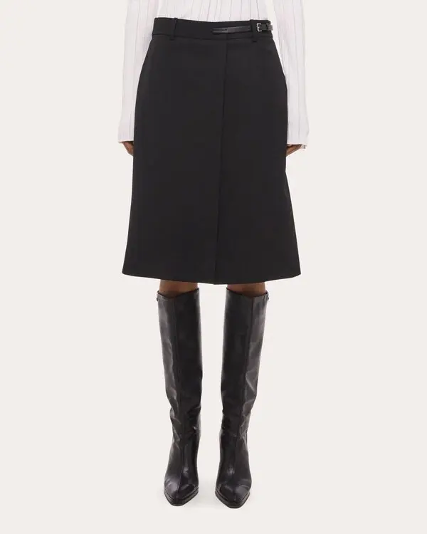 Helmut Lang Wool Gabardine Wardrobe Belted Skirt