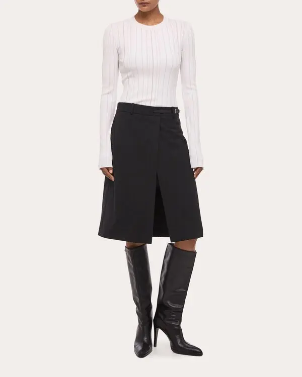 Helmut Lang Wool Gabardine Wardrobe Belted Skirt