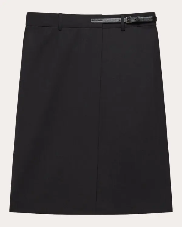 Helmut Lang Wool Gabardine Wardrobe Belted Skirt