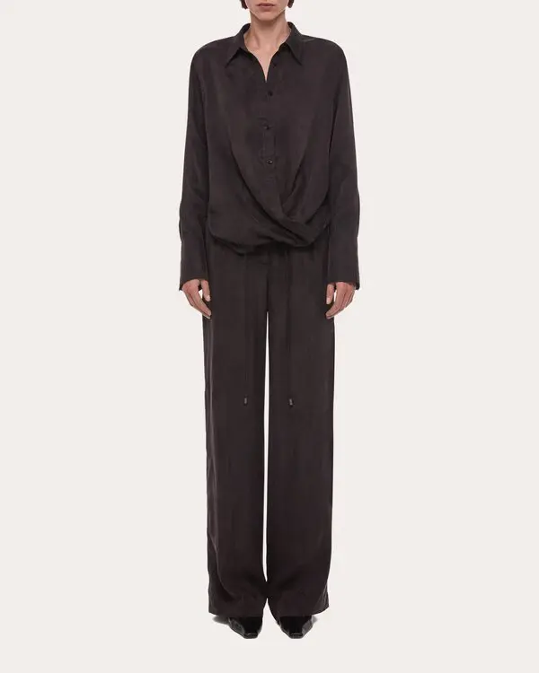 Helmut Lang Fluid Microsuede Drape Shirt