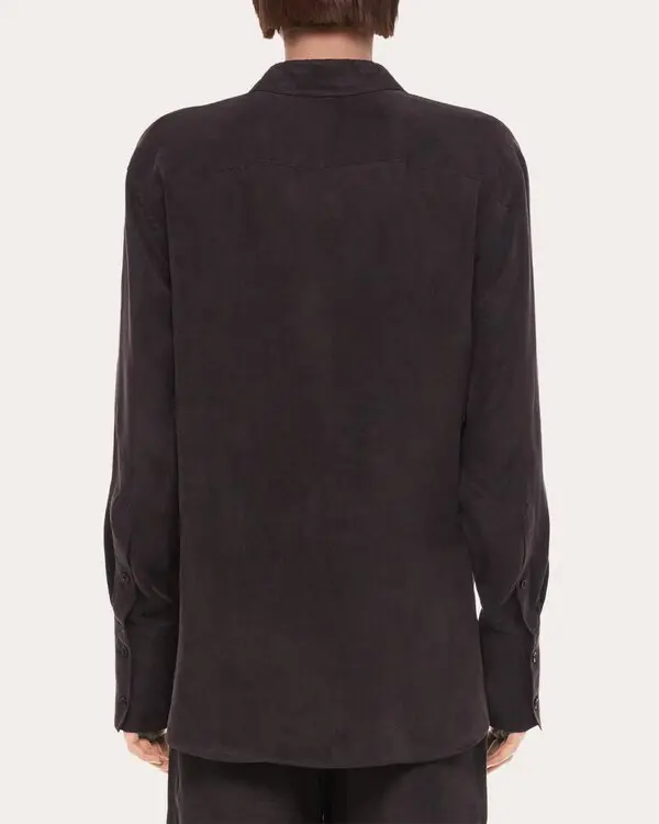 Helmut Lang Fluid Microsuede Drape Shirt