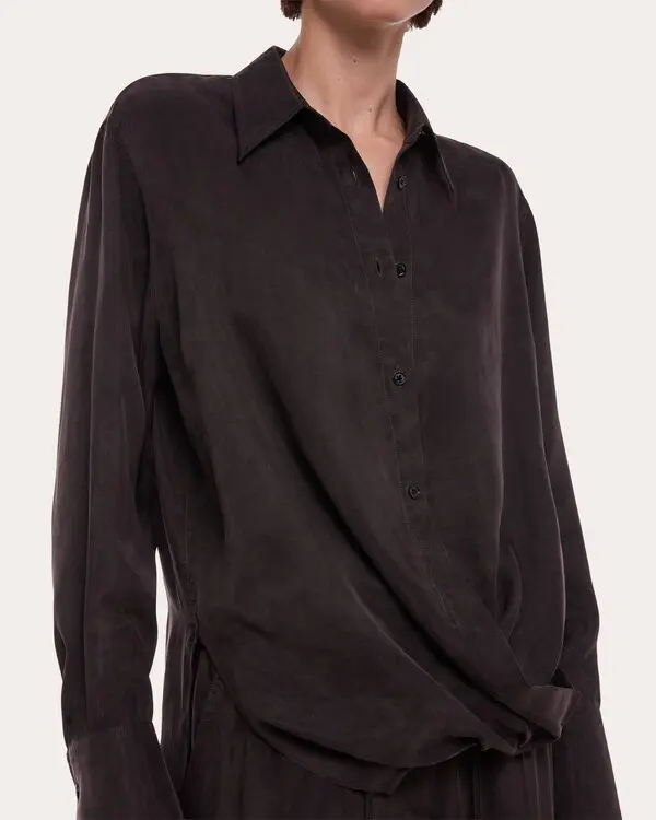 Helmut Lang Fluid Microsuede Drape Shirt