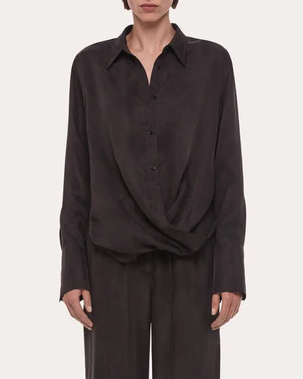Helmut Lang Fluid Microsuede Drape Shirt