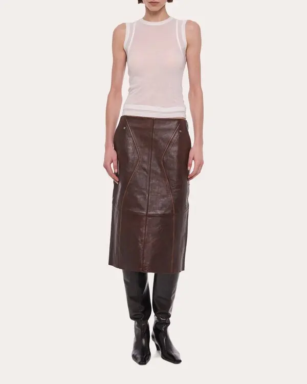 Helmut Lang Leather Saddle Midi Skirt