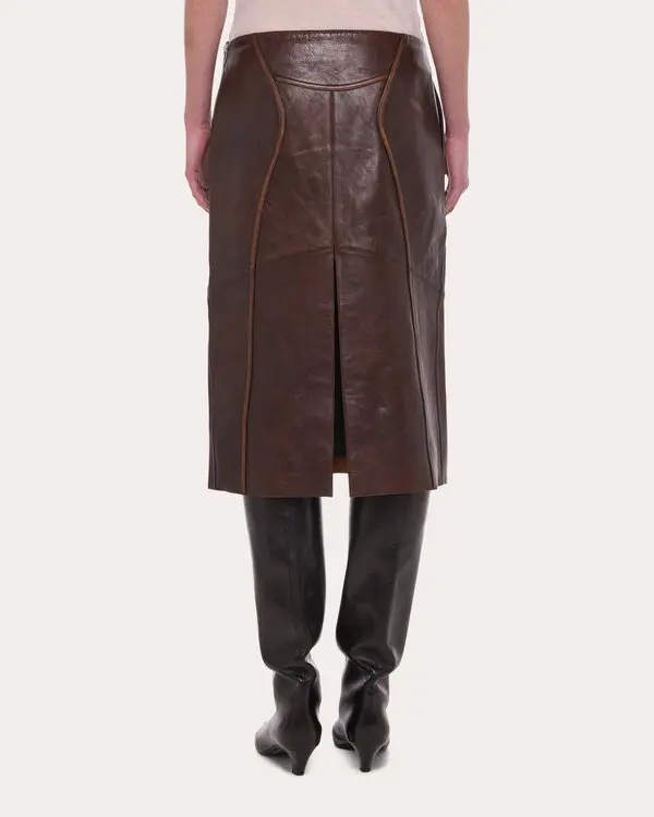 Helmut Lang Leather Saddle Midi Skirt