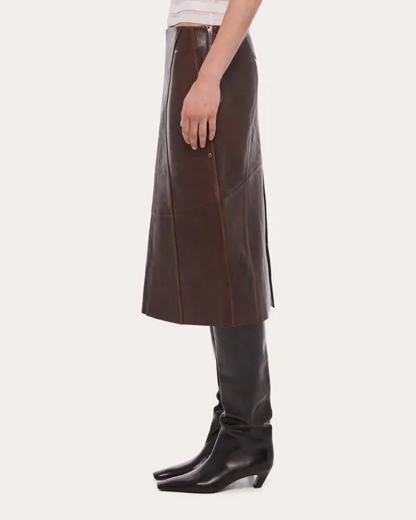 Helmut Lang Leather Saddle Midi Skirt