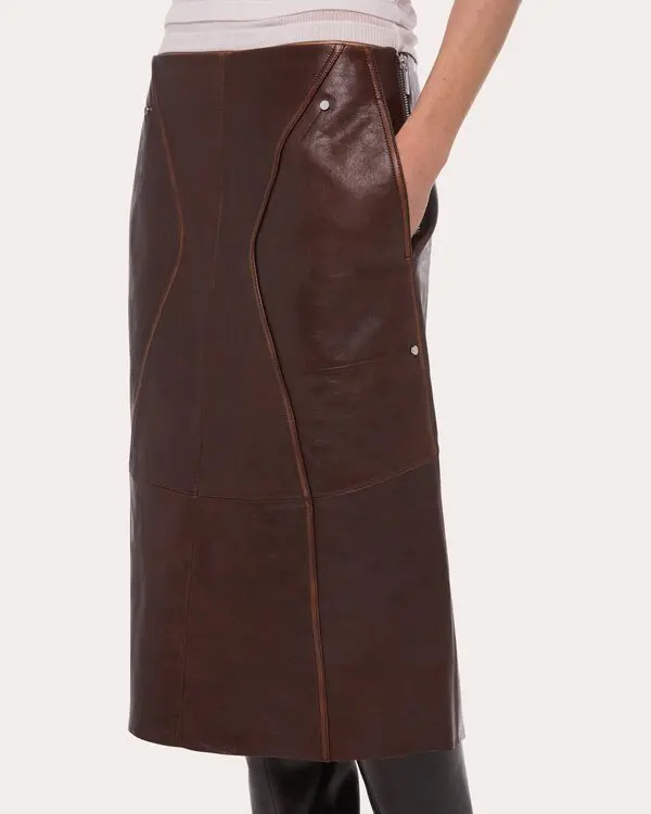 Helmut Lang Leather Saddle Midi Skirt
