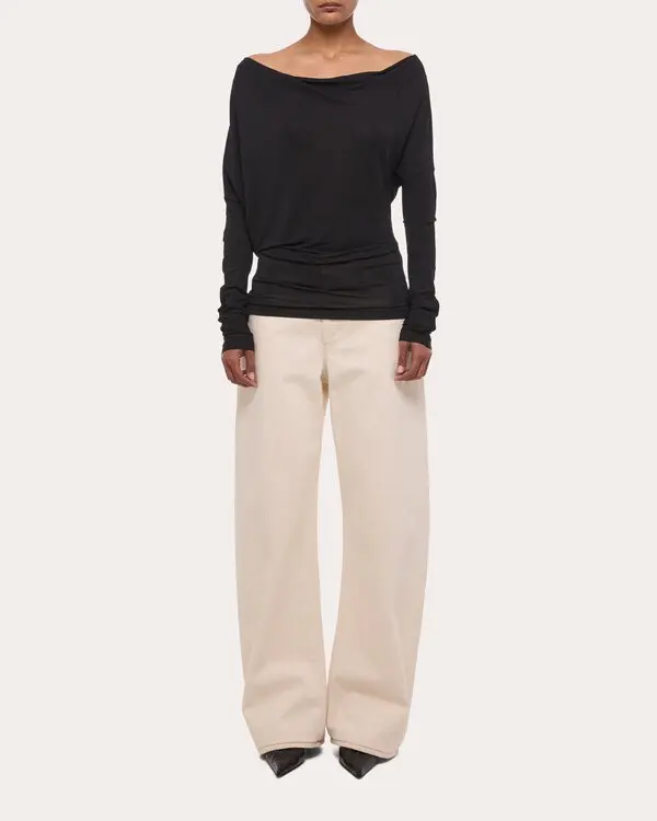 Helmut Lang Jersey Long-sleeve Cowl Neck Top