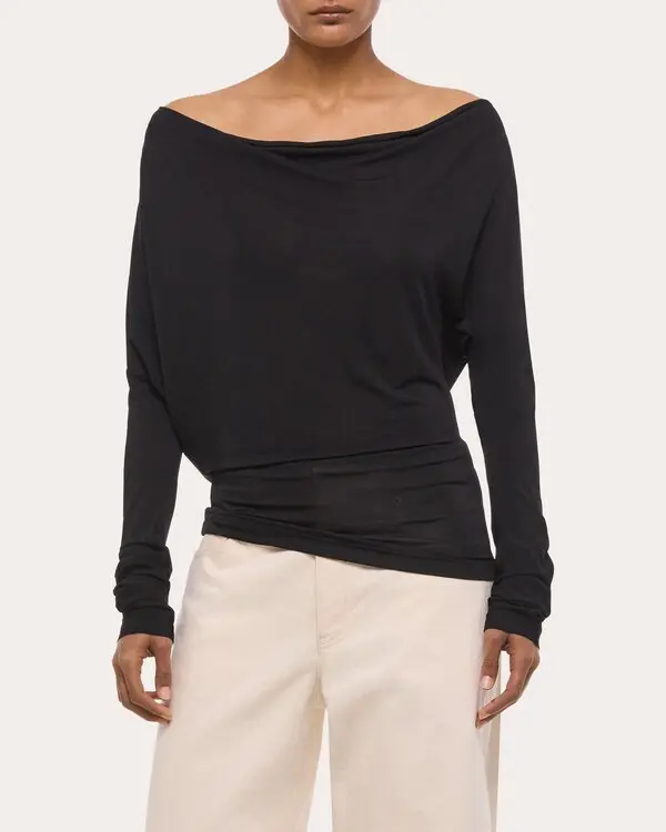 Helmut Lang Jersey Long-sleeve Cowl Neck Top