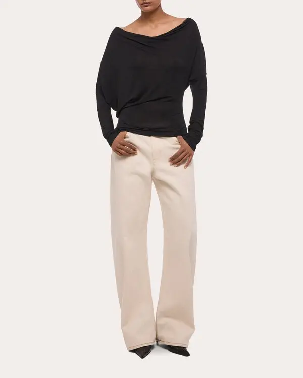 Helmut Lang Jersey Long-sleeve Cowl Neck Top