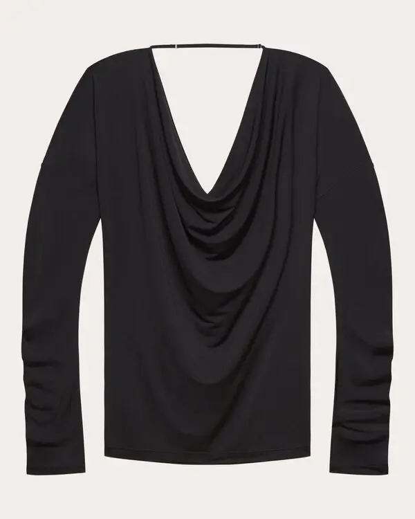 Helmut Lang Jersey Long-sleeve Cowl Neck Top