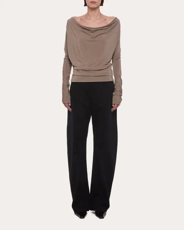 Helmut Lang Jersey Long-sleeve Cowl Neck Top