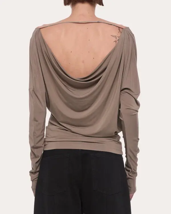 Helmut Lang Jersey Long-sleeve Cowl Neck Top