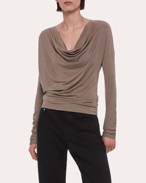 Helmut Lang Jersey Long-sleeve Cowl Neck Top