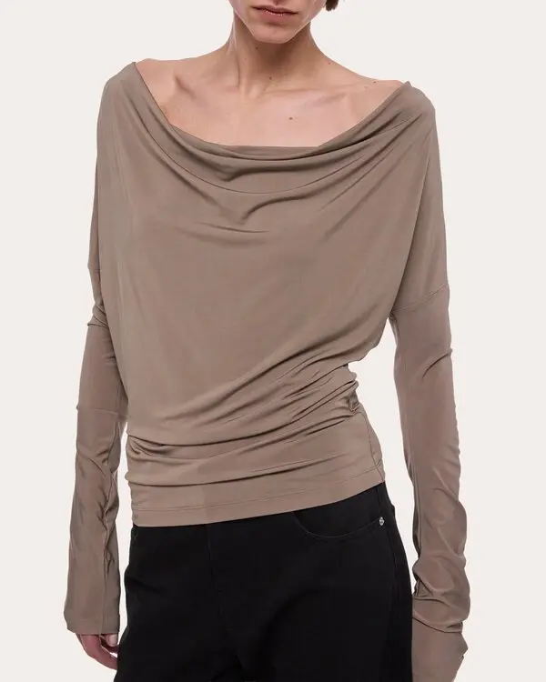 Helmut Lang Jersey Long-sleeve Cowl Neck Top