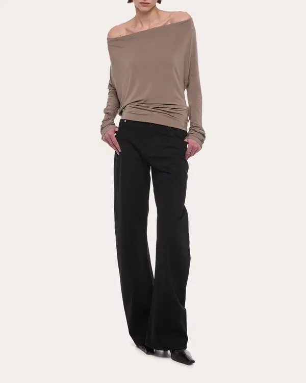 Helmut Lang Jersey Long-sleeve Cowl Neck Top