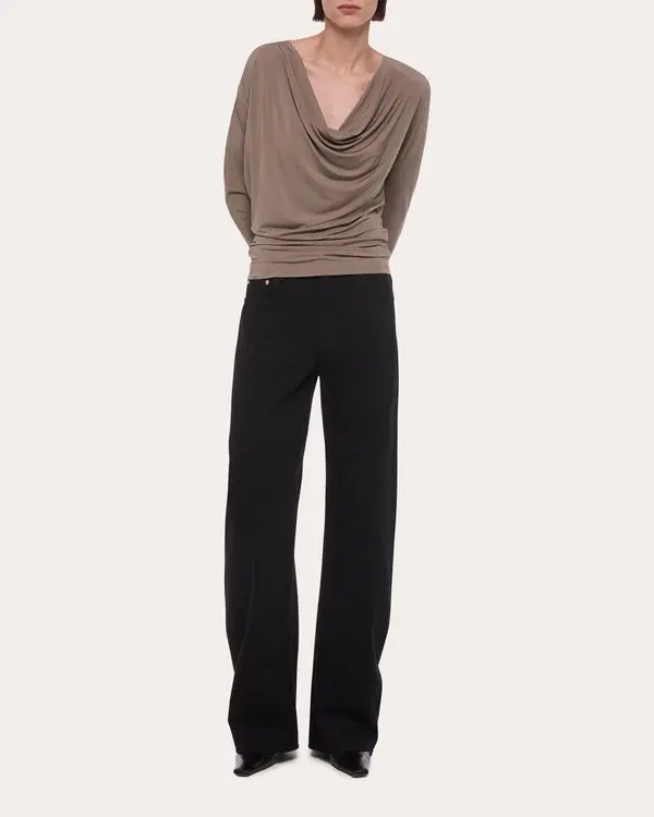 Helmut Lang Jersey Long-sleeve Cowl Neck Top