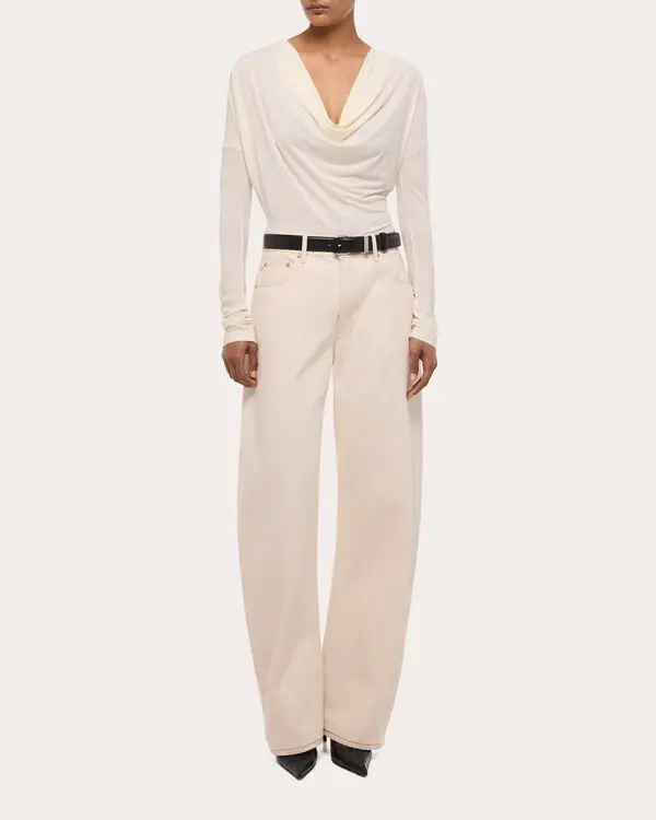 Helmut Lang Jersey Long-sleeve Cowl Neck Top