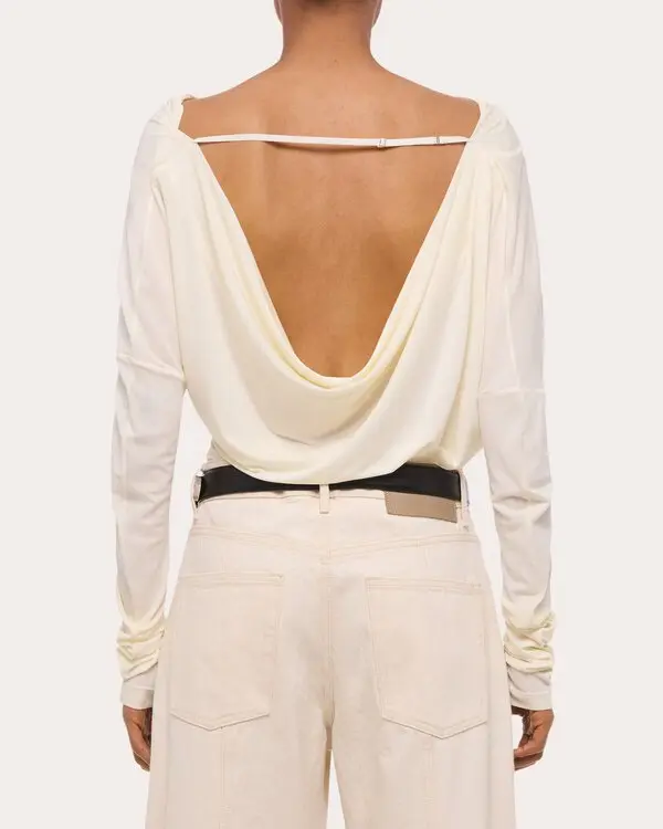 Helmut Lang Jersey Long-sleeve Cowl Neck Top