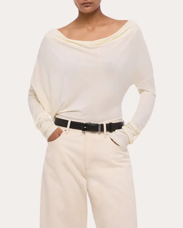 Helmut Lang Jersey Long-sleeve Cowl Neck Top