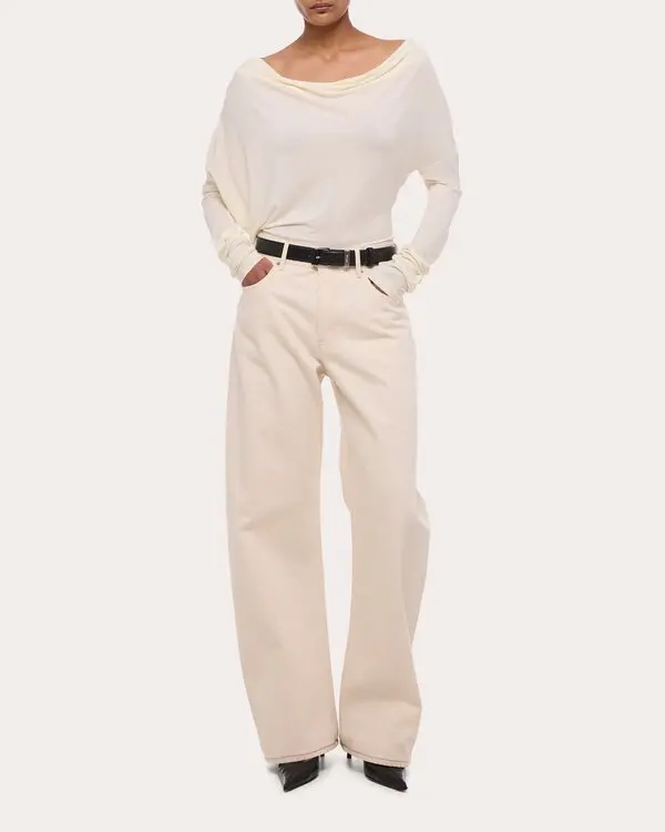 Helmut Lang Jersey Long-sleeve Cowl Neck Top
